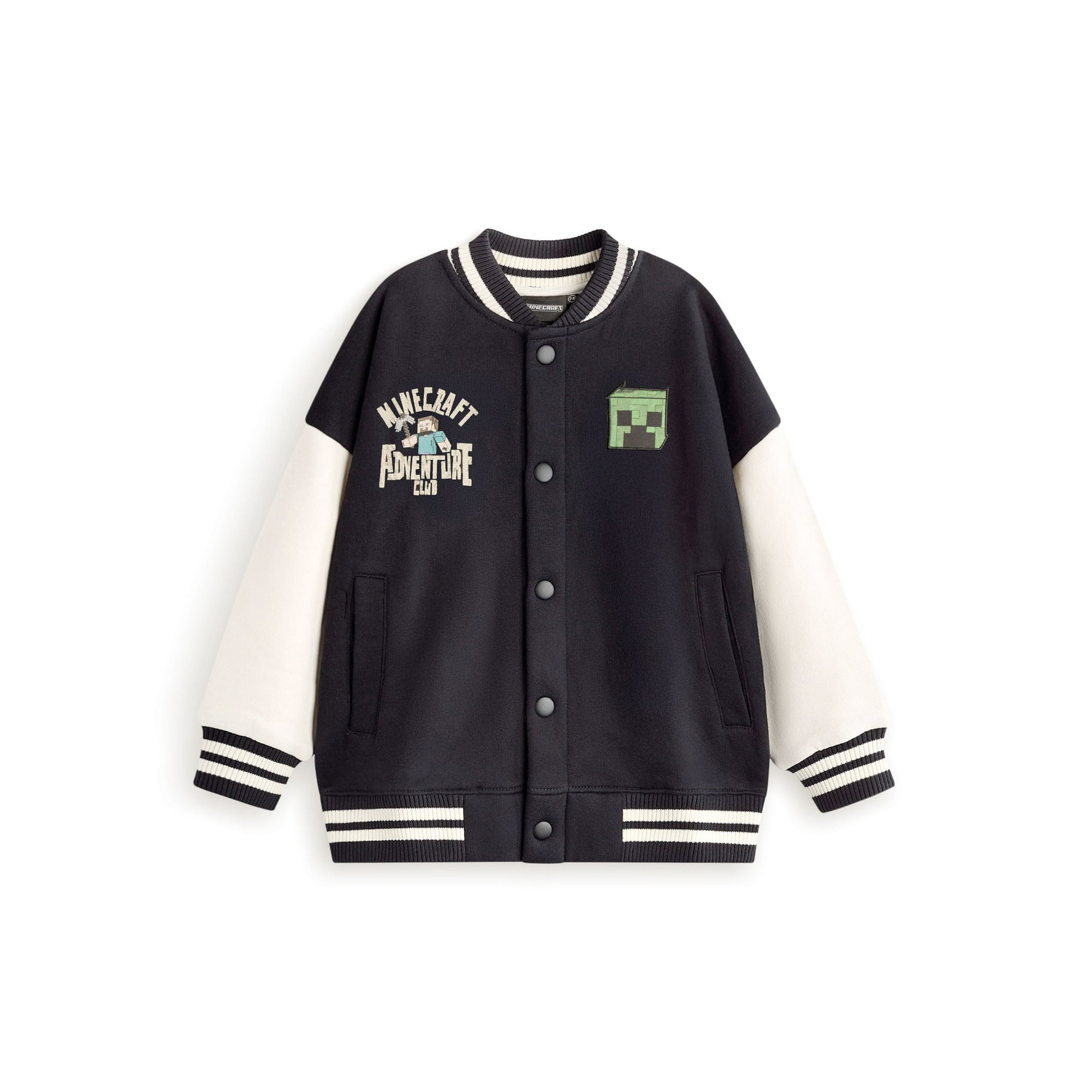 Click here for Minecraft Boys Black Creeper Varsity Jacket (10-11... prices
