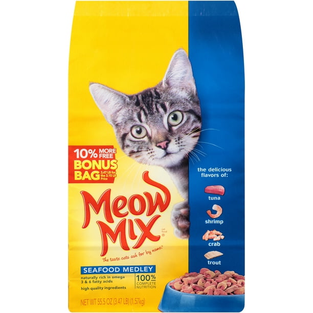 Meow Mix Seafood Medley Dry Cat Food, 6.3-Pound - Walmart.com