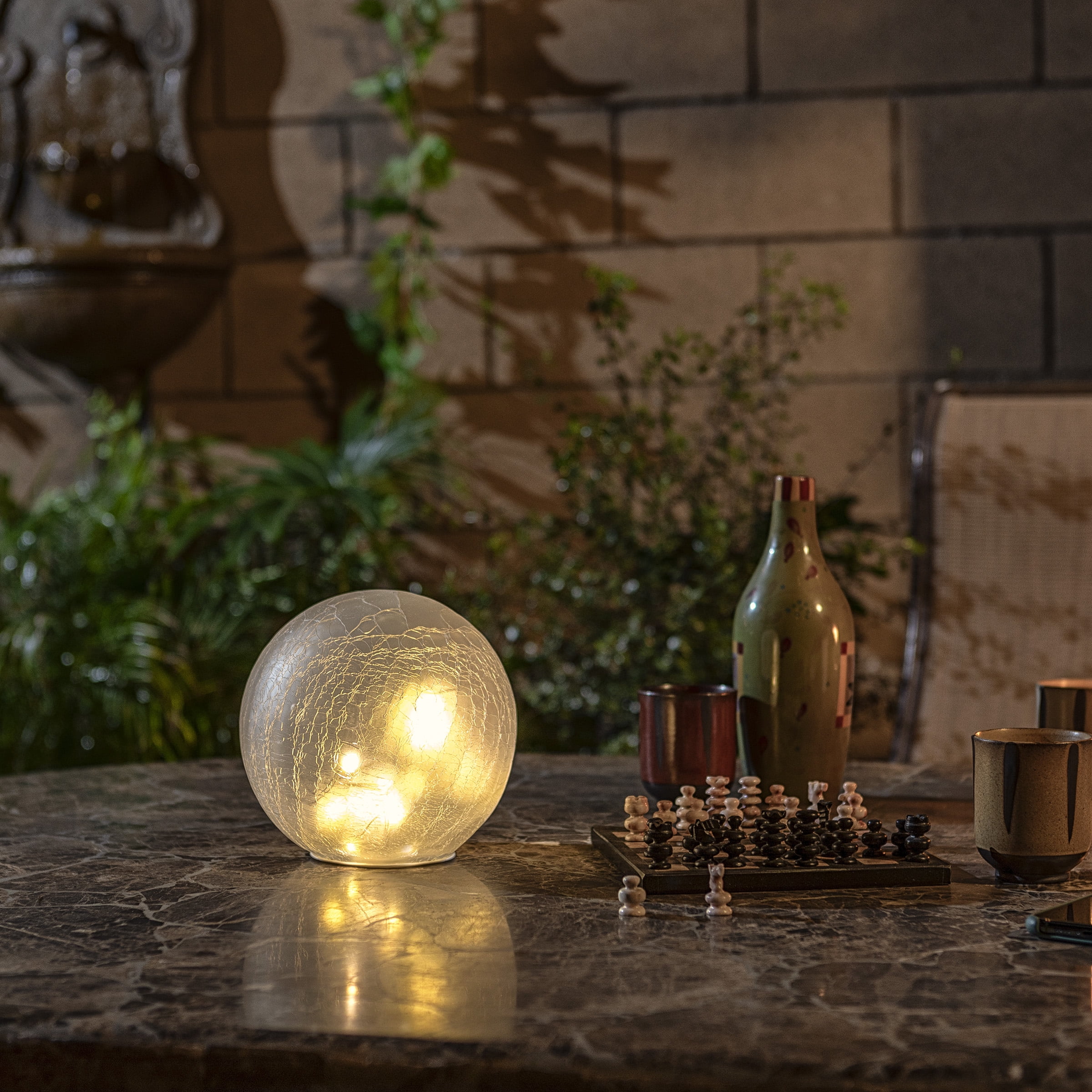 Alpine Corporation 7" Textured Glass Light-Up Gazing Globe, White ...