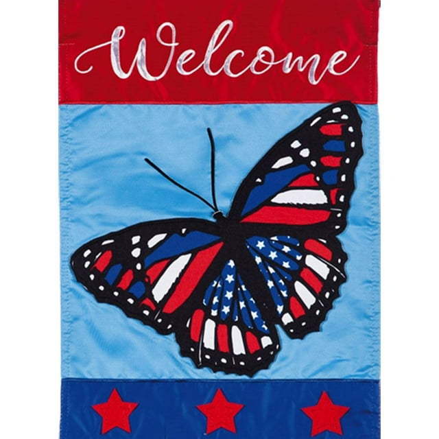 Evergreen Applique Garden Flag - Americana Butterfly - Walmart.com