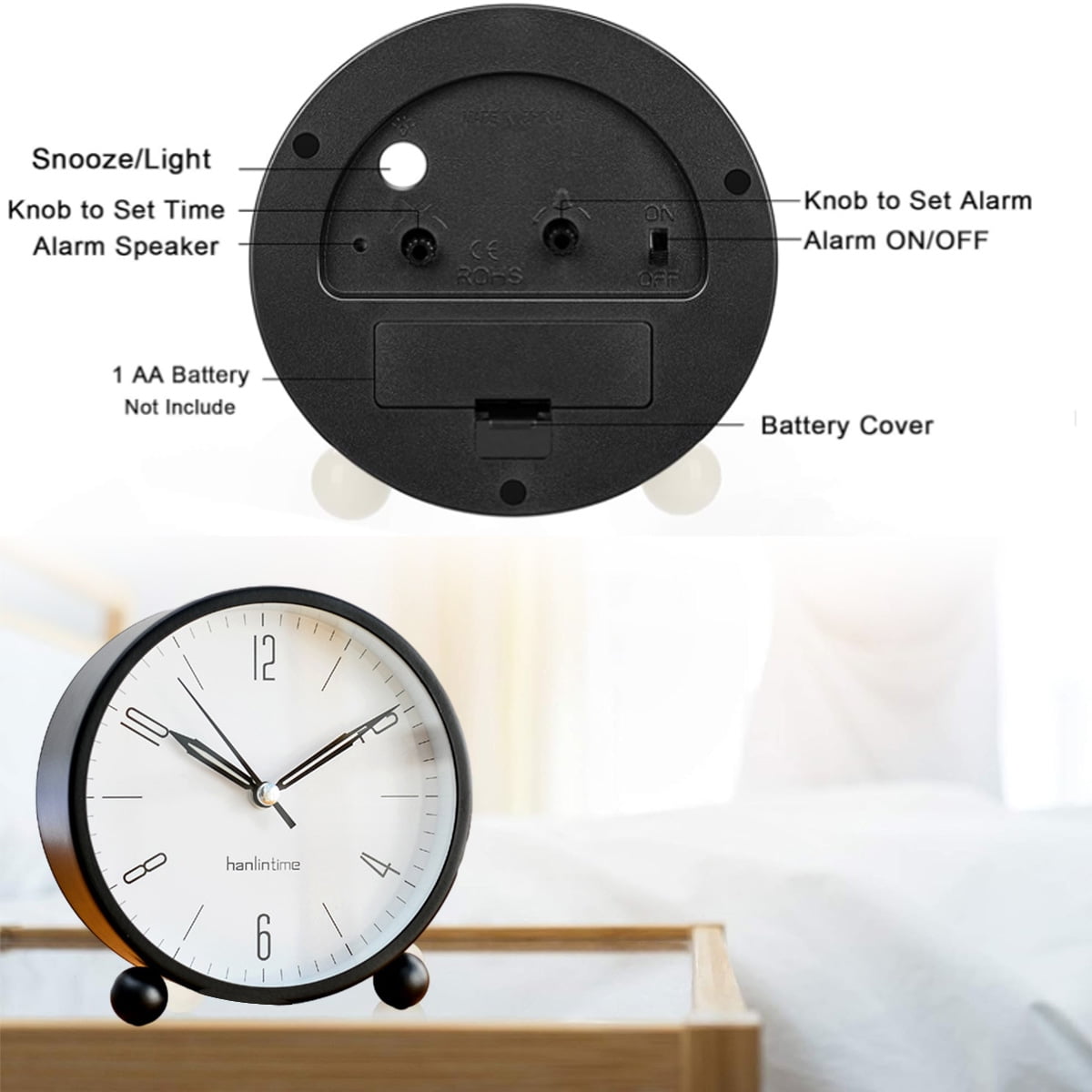 Click here for Mfg2020 Analog Alarm Clock  Silent Non Ticking Sma... prices