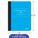 BAZIC Poly Cover Composition Book College Ruled 70 Sheet, Assorted ...