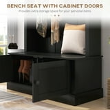 HOMCOM Modern Entryway Furniture, Wide Storage Hall Tree with Bench ...
