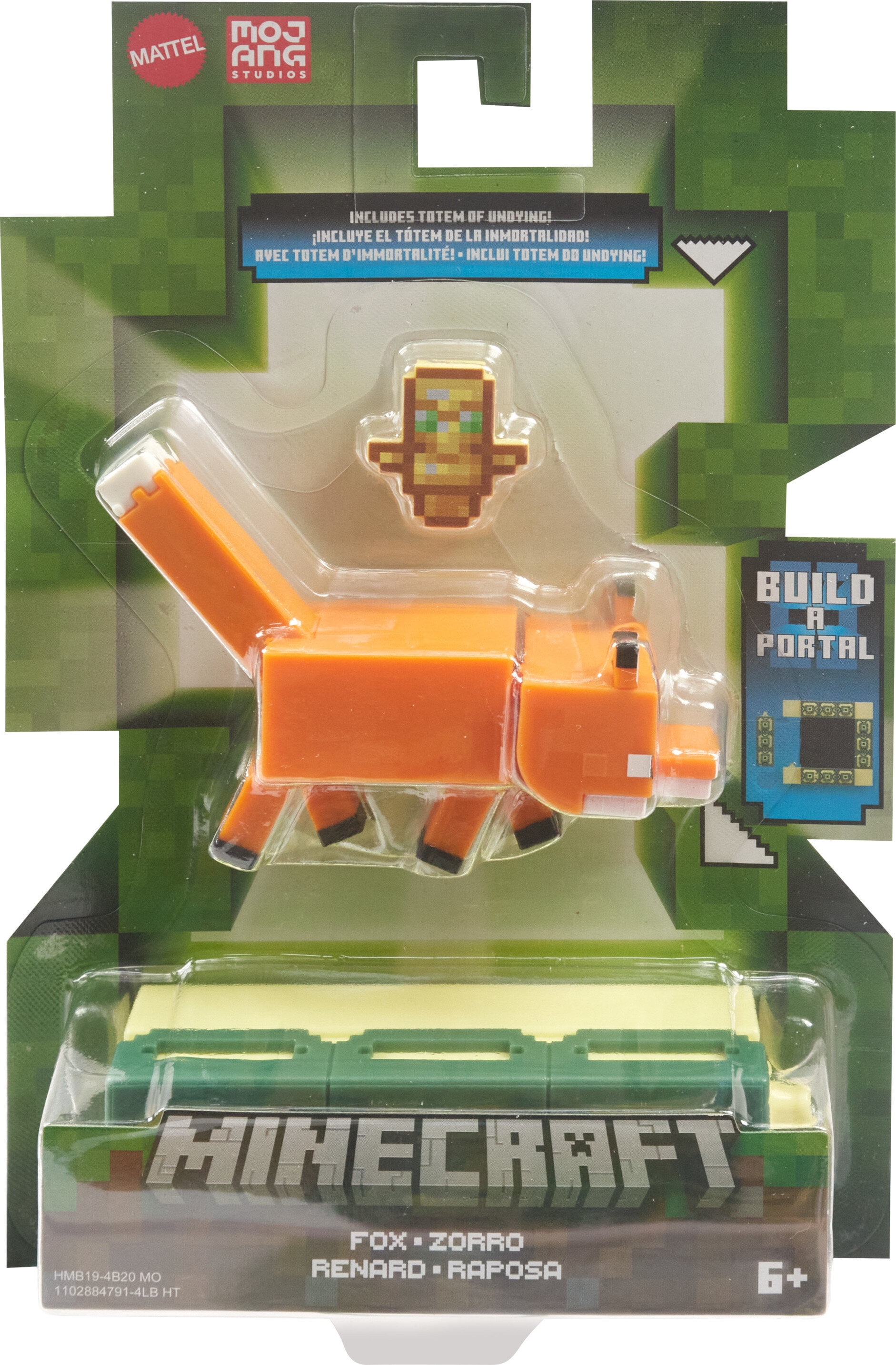 Minecraft Fox Action Figure & Accessory with Portal Piece, 3.25-in ...