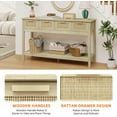 LAZZO 55" Rattan Console Table with 4 Drawers and Open Storage Shelf ...