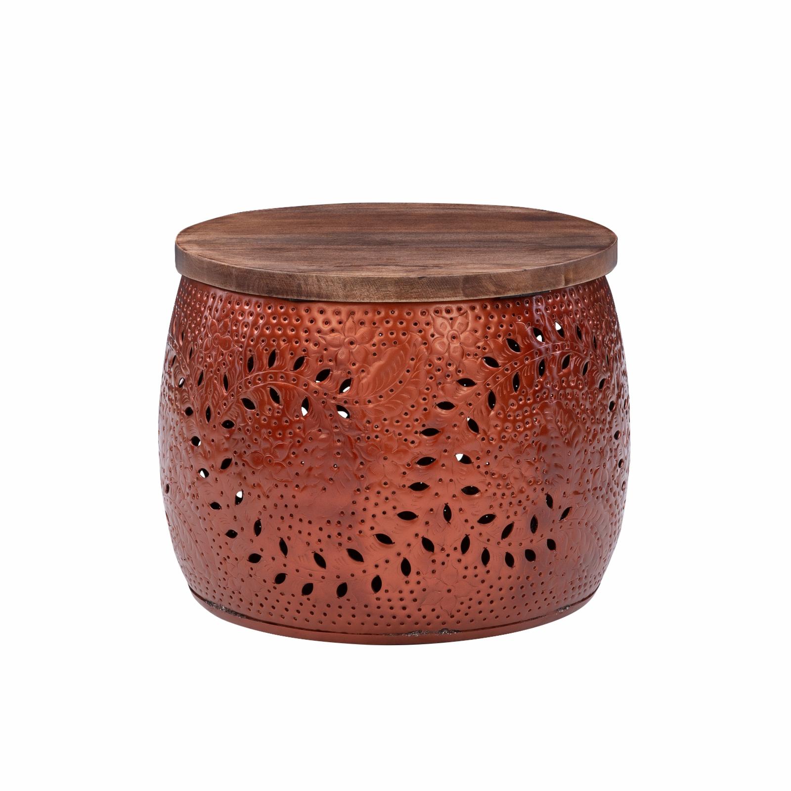 Powell Kyomi Drum Accent Table with Storage - Small - Copper - Walmart.com