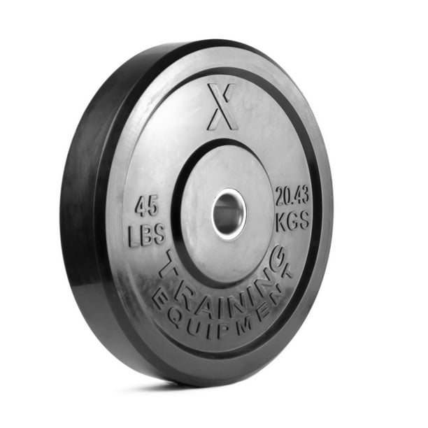 45lb Black Bumper Plate Pair Solid Rubber with Steel Insert - Great for ...