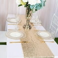 Ludlz Rose Gold Sequin Table Runner 12"x108" Glitter Sequin Fabric Table Linens Runner Sparkly ...