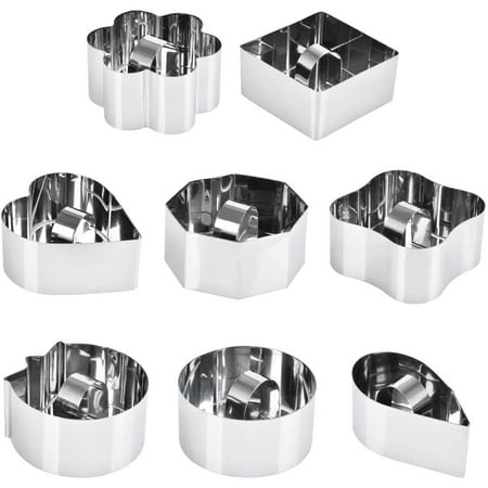 Set of 8 Cake Rings, Stainless Steel Pastry Ring Mousse and Pastry Mini ...