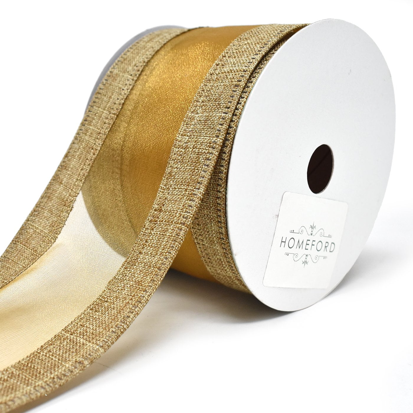 Linen Edge Wired Organza Ribbon, 2-1/2-Inch, 10-Yard, Gold - Walmart.com