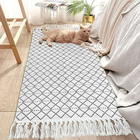 Upgraded Boho Runner Rug 2'x8', Grey Hallway Runner, Black and Grey ...