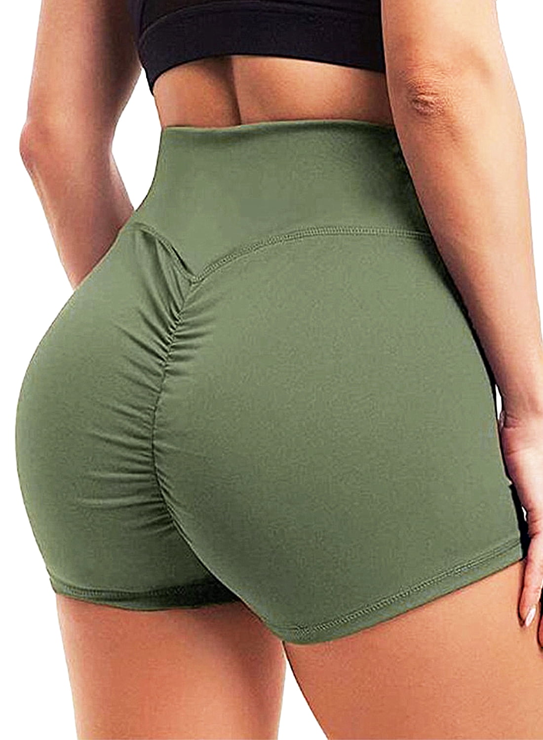 Seasum Seasum Womens High Waist Yoga Shorts Tummy Control Scrunch