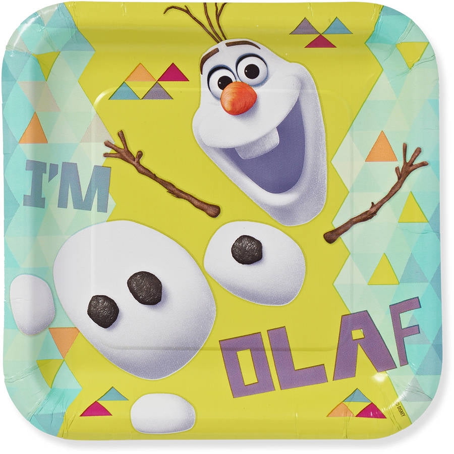 9" Olaf Square Paper Party Plate, 8ct - Walmart.com