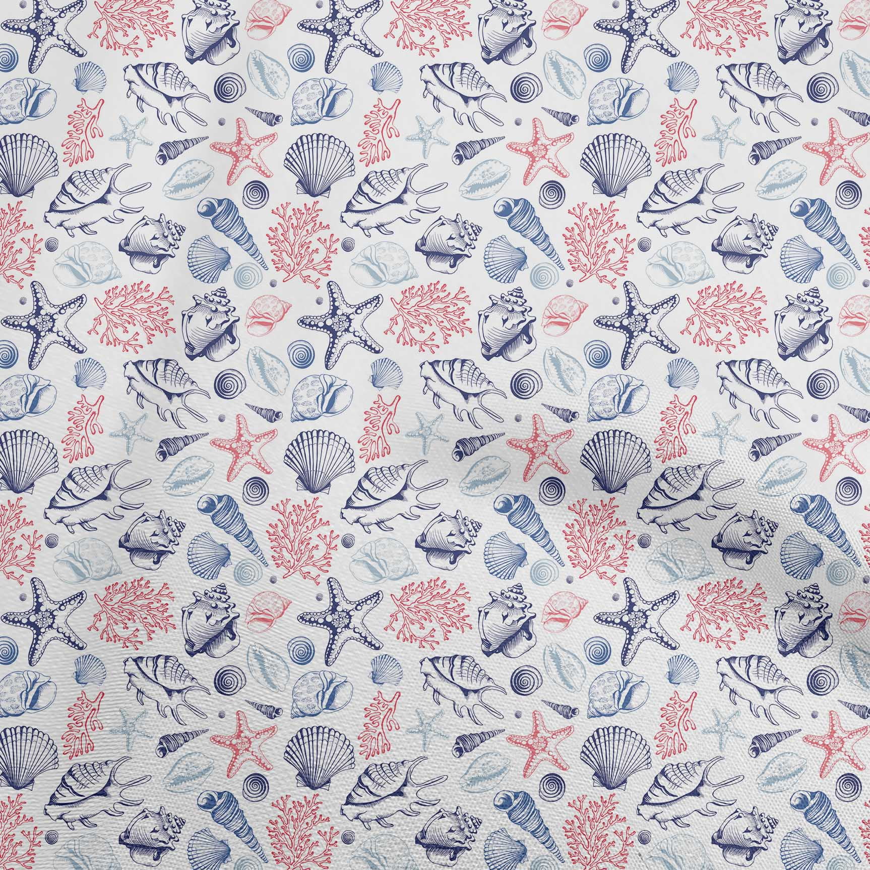 oneOone Viscose Chiffon Off White Fabric Sea Shells Pattern Quilting ...