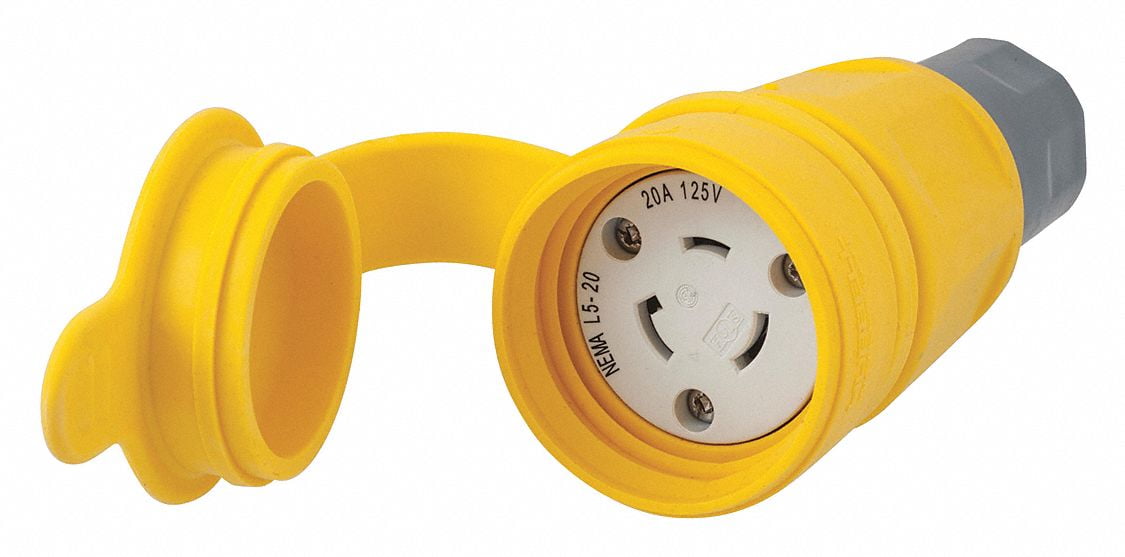 Hubbell Connector,L5-20R,20A,125VAC,Yellow HBL27W47 - Walmart.com