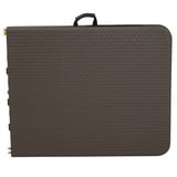 Flash Furniture 6-Foot Bi-Fold Brown Rattan Plastic Folding Table ...