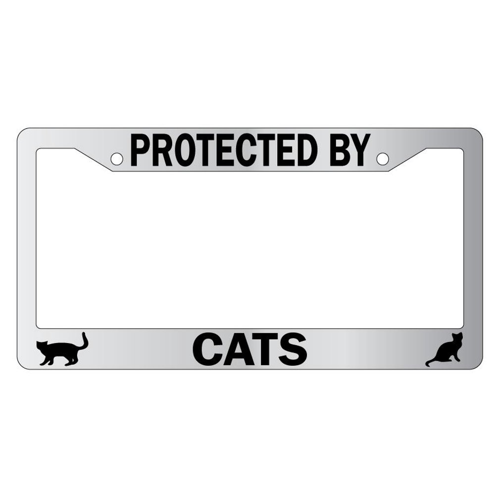 Protected By Cats Chrome Plastic License Plate Frame - Walmart.com ...