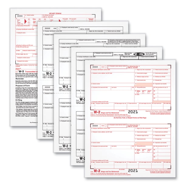 TOPS W-2 Tax Forms, Four-Part Carbonless, 5.5 x 8.5, 2/Page, (50) W-2s ...