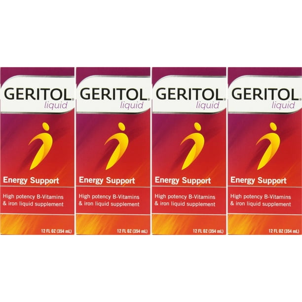 4 Pack Geritol liquid High Potency Vitamin & Iron Supplement 12oz Each ...