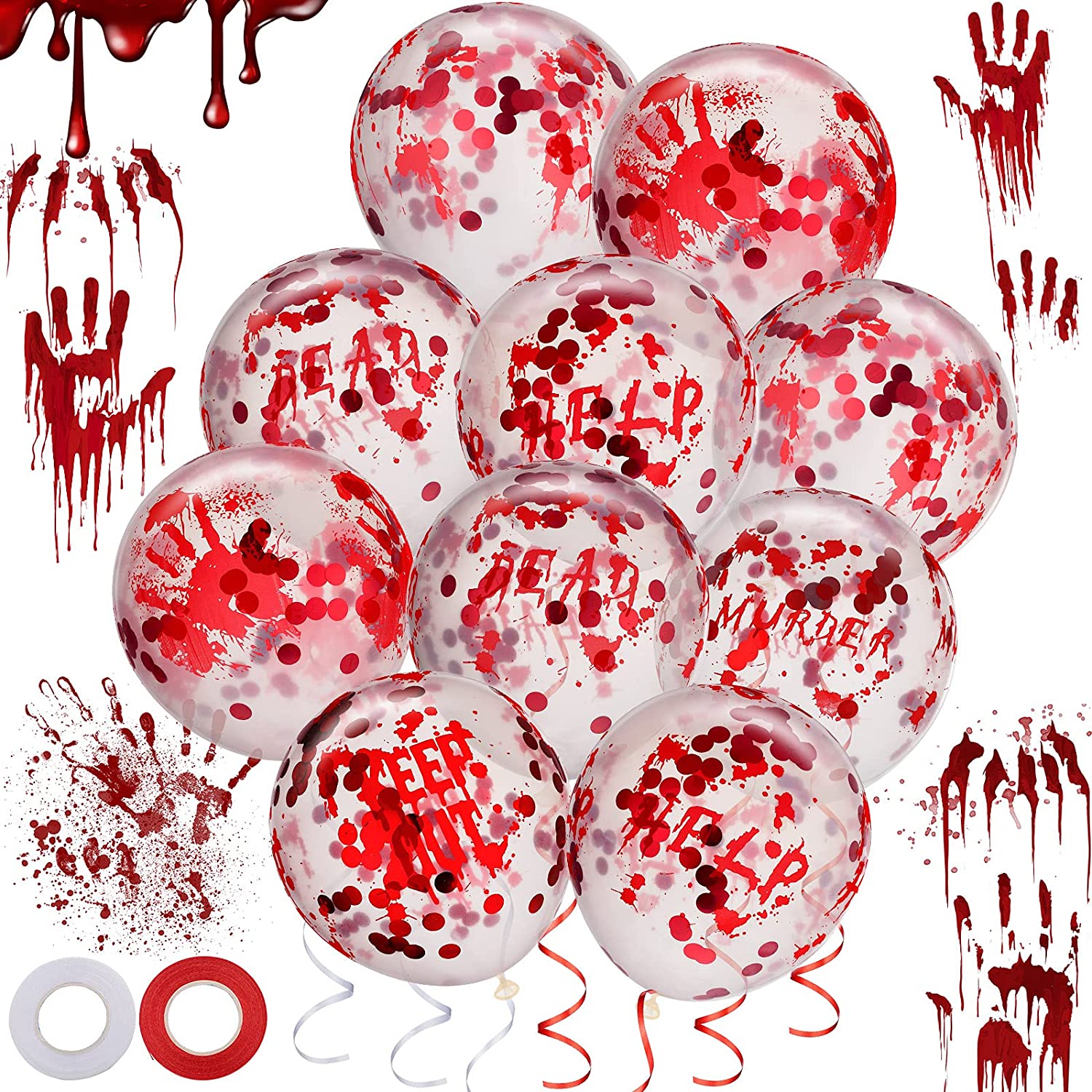 HWZWT 12 inch confetti balloons with 60pcs Halloween horror party ...