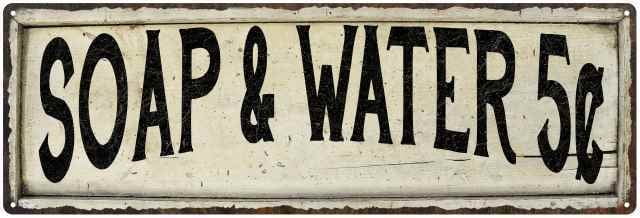 Letreros de aluminio Tamaño: 4 x 16 pulgadas AGUA Y JABÓN 5? Letrero de ...