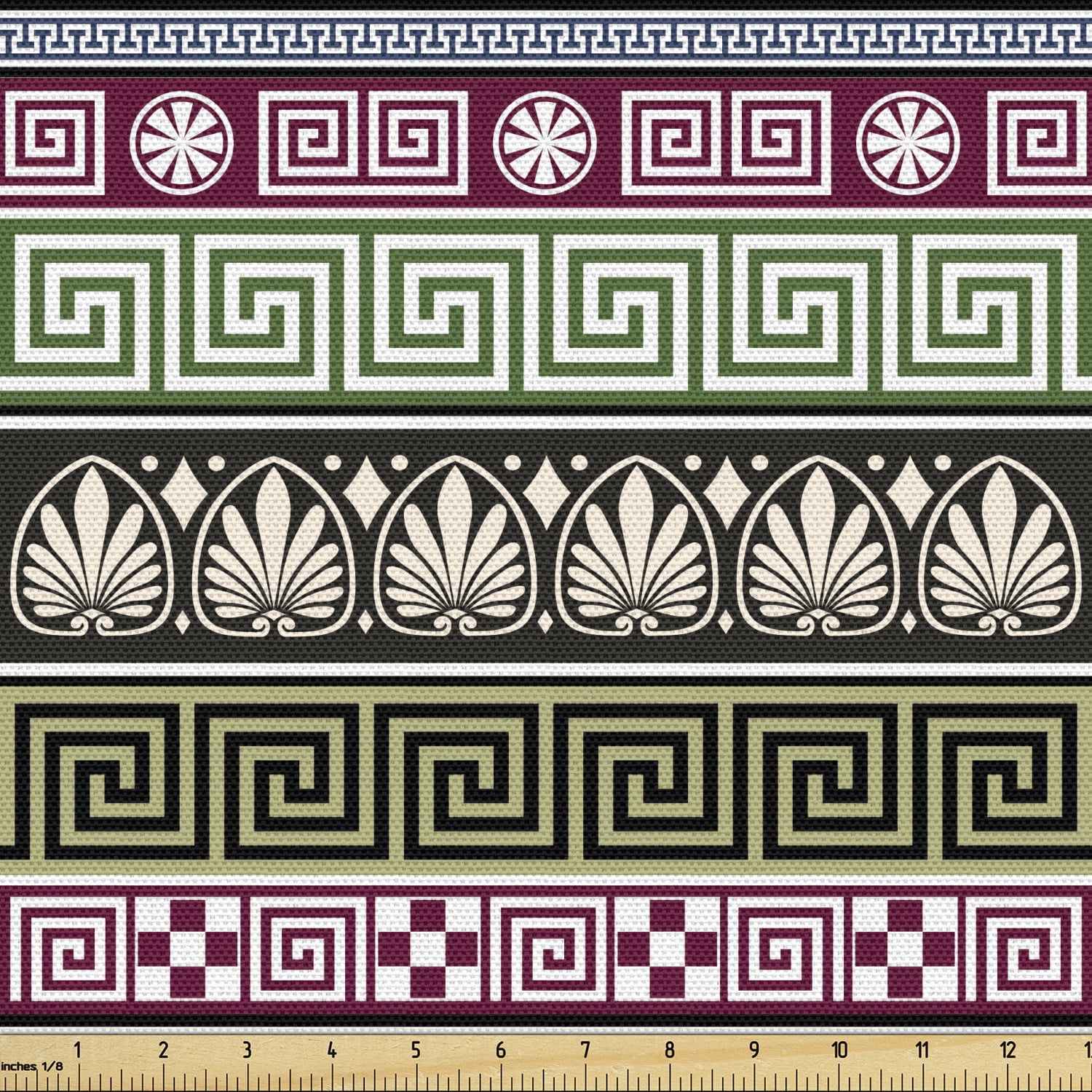 Greek Key Fabric by the Yard Upholstery, Antique Ornamental Design ...