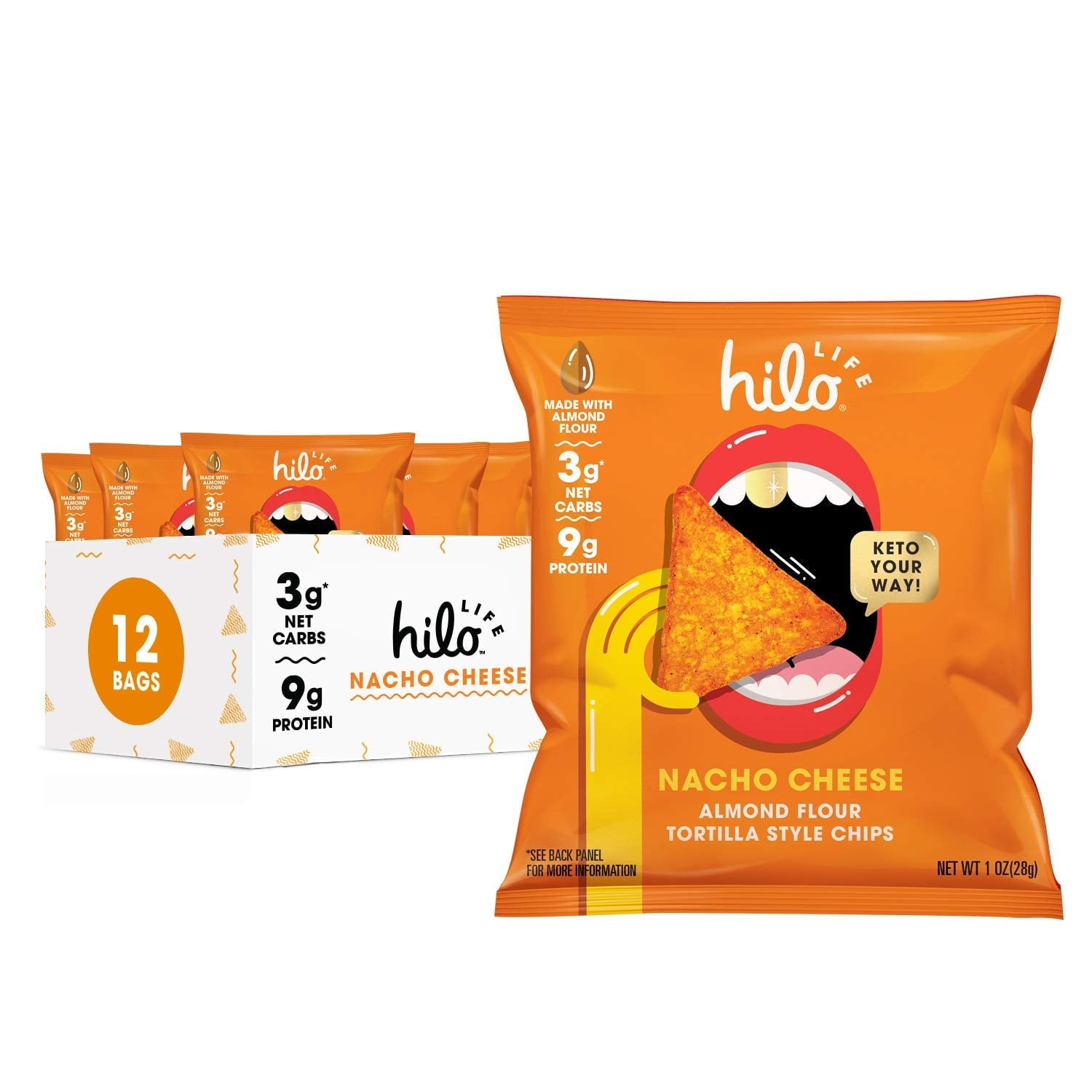 Hilo Life Snacks Almond Flour Tortilla Style Chips 1oz (12-Pack) Flavor ...