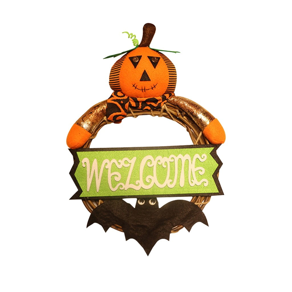 OAVQHLG3B Halloween Pumpkin Hanging Sign Halloween Front Door Welcome ...