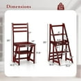 Costway 3-Step Folding Step Ladder Chair with Bamboo Frame Convertible ...