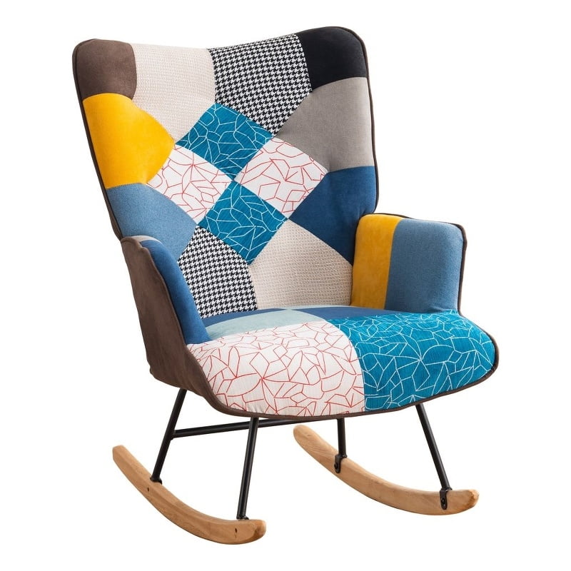 Contemporary Modern Style Rocking Chair-Fabric Accent Chair-Multi-Color ...