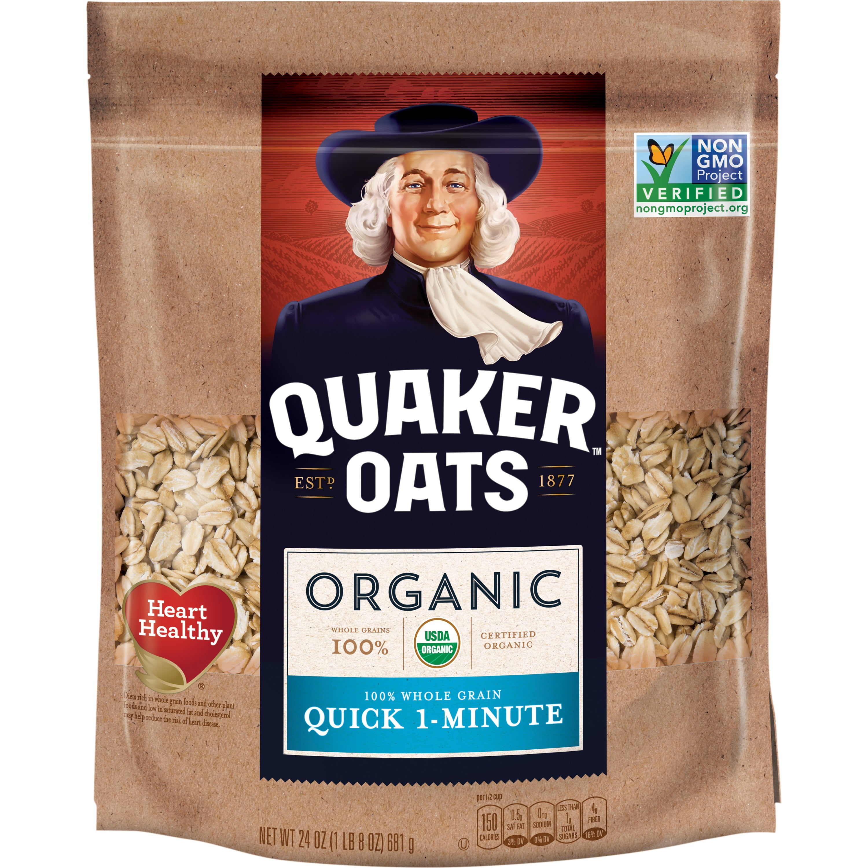 Quaker Organic Quick Cook Oats, 24 oz Resealable Bags - Walmart.com Quaker Organic Quick Cook Oats, 24 oz Resealable Bags - Walmart.com
