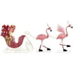 Haute Decor Lighted Flamingo Reindeer Sleigh LED Outdoor Christmas Yard ...
