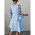 Blue Womens Elegant Floral Appliqué Chiffon Overlay A-Line Short Dress ...