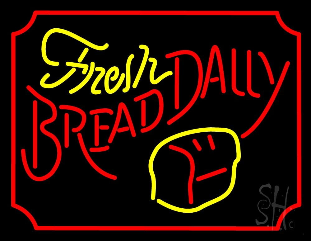 Fresh Bread Daily LED Neon Sign 24 x 31 - inches, Black Square Cut ...