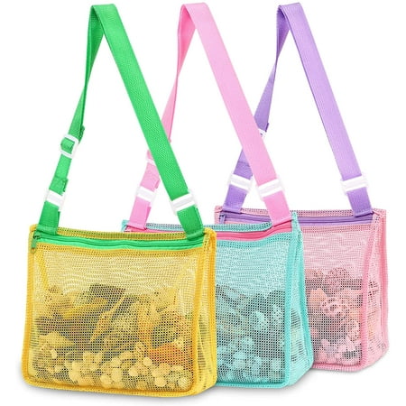 Asge Mesh Beach Bag Shell & Pebble Collection Bag Beach Play Bags for ...