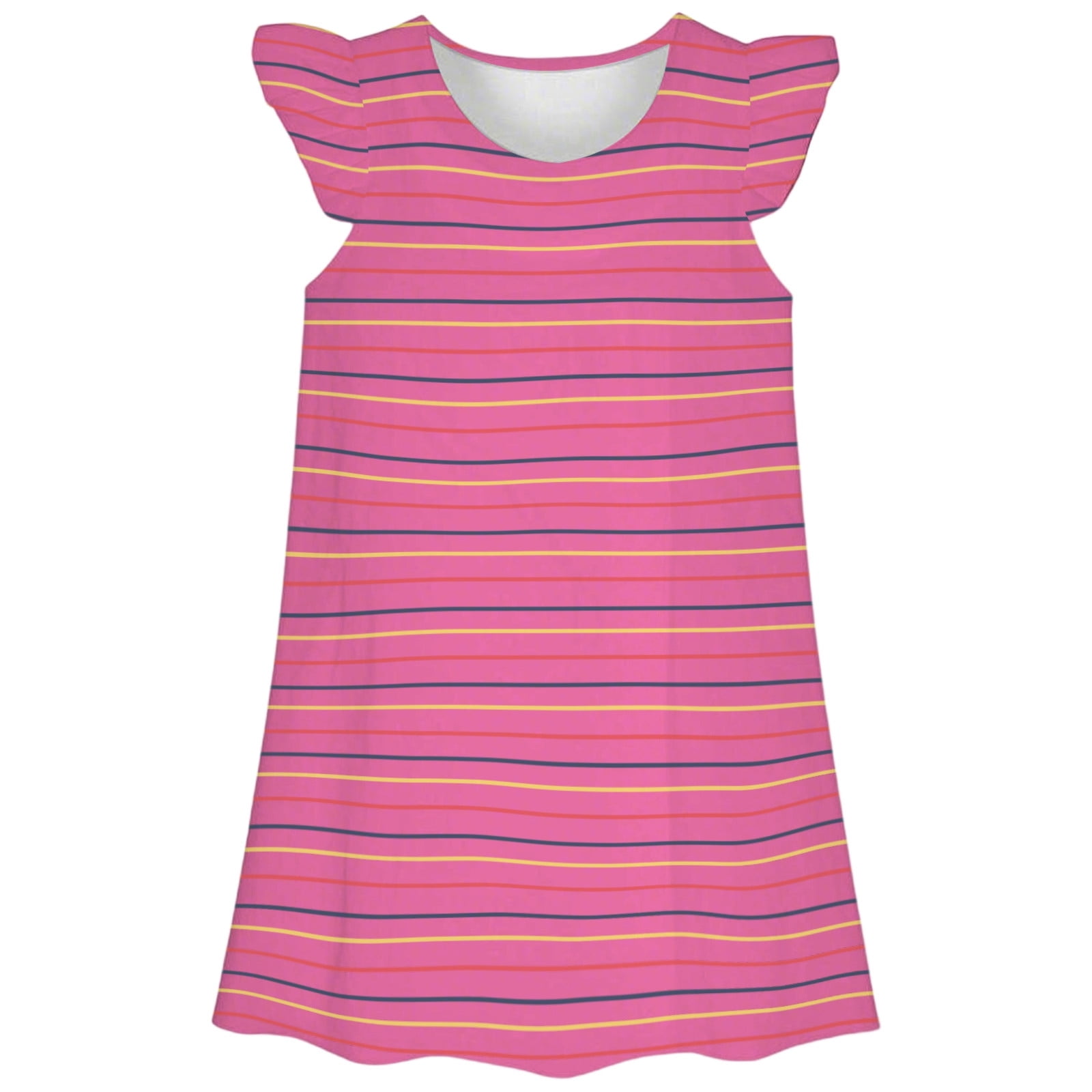 Girls Summer Striped Nightgown Dress Cute Short Sleeve Loungewear ...
