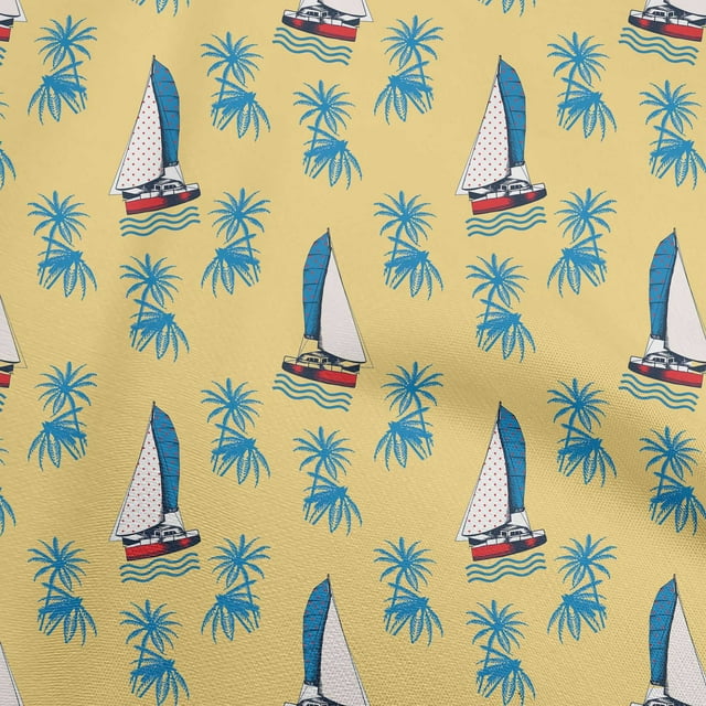 oneOone Viscose Jersey Yellow Fabric Beach Sewing Material Print Fabric ...