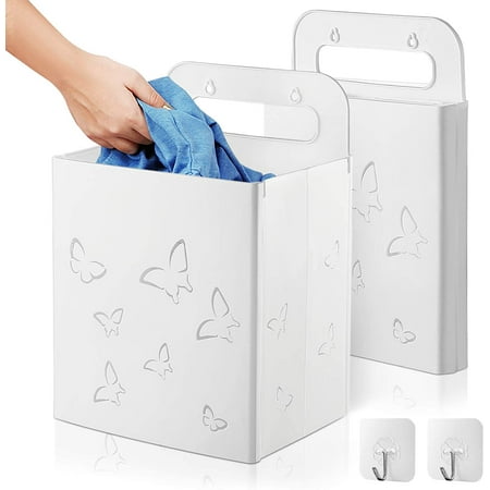 Large Hamper [2 PACK] Wall Mount Plastic Portable Space Saving Foldable ...