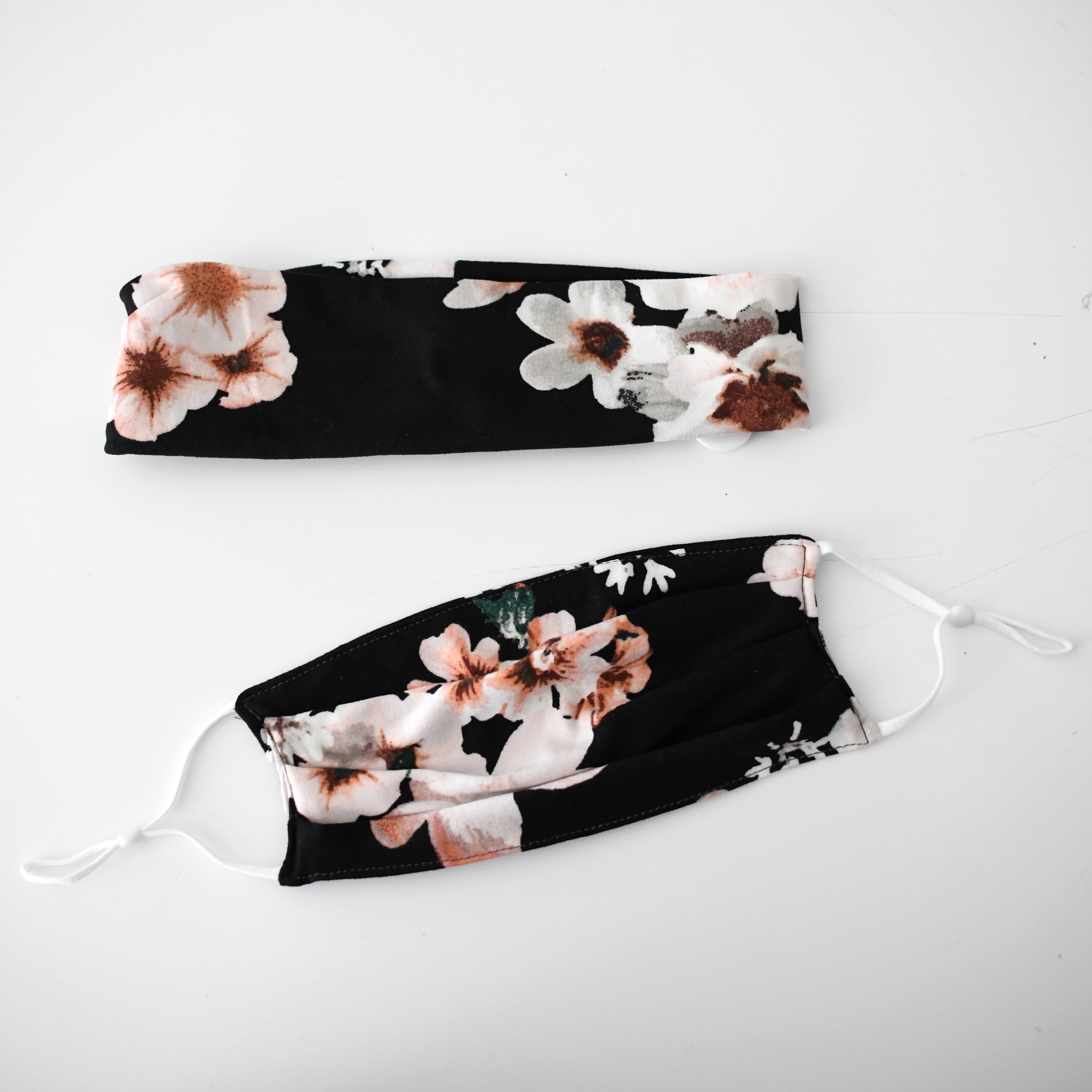 Headband + Reusable Cotton Mask Face Covering 2-Layer Womens Hairband ...