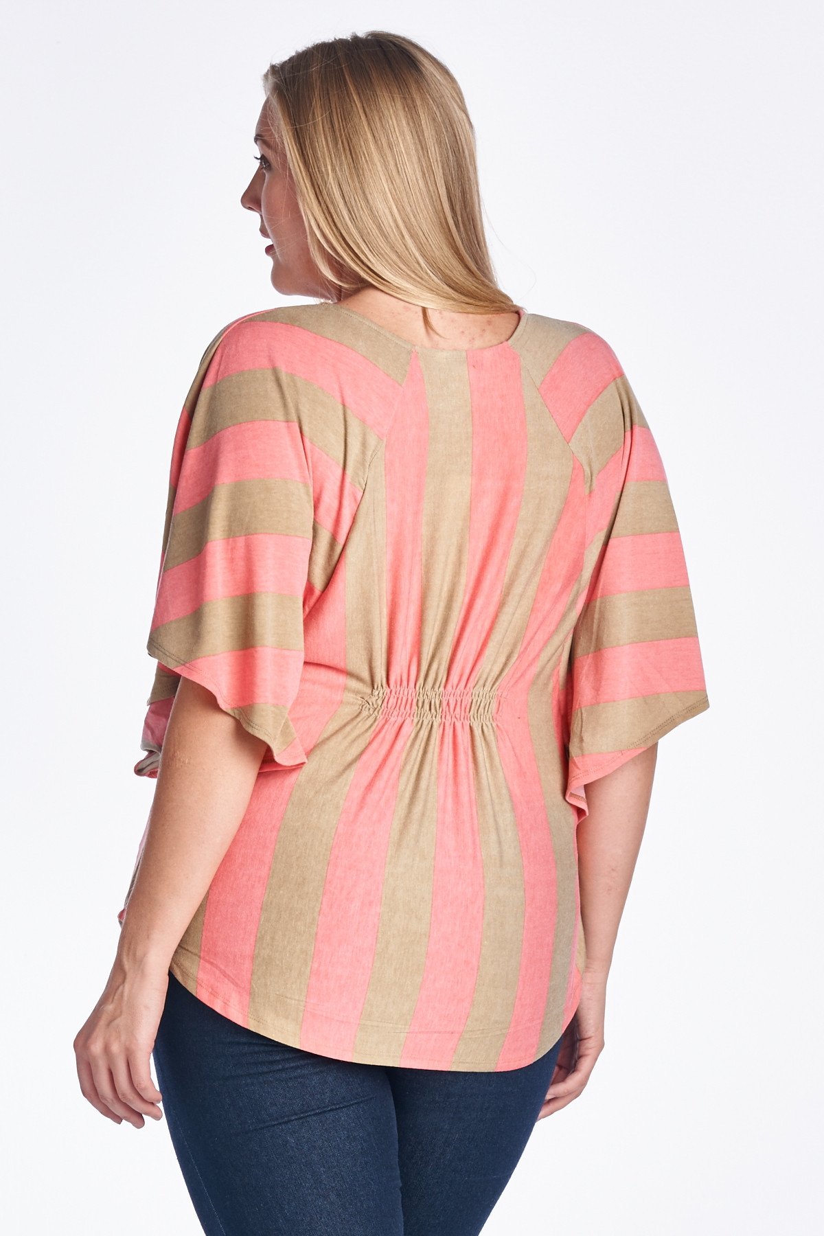 Christine V Plus Stripe Cape Sleeve Top - Walmart.com