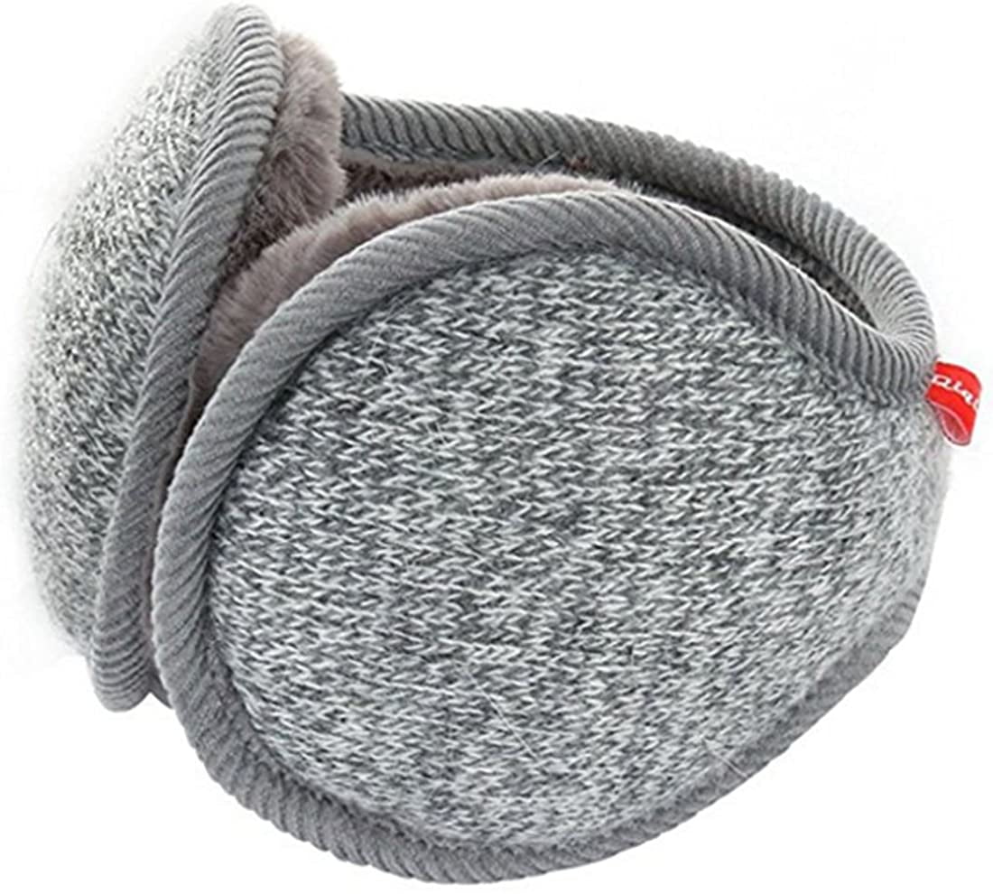 Knit Adjustable Wrap around Ear Muffs Winter Warm Fur Ear Warmers ...