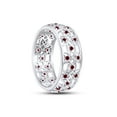 AFFY Round Simulated Ruby Hollowing Flower Ring for Women 14K White ...