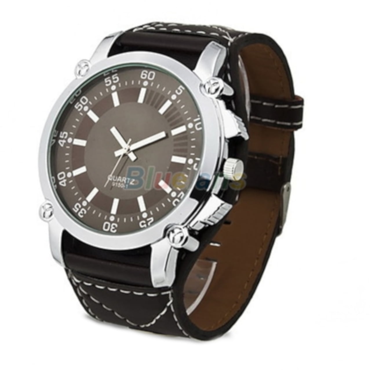 Big Face Easy to Read Wide Band Black Dial BIG Fashion Watch-122-A ...