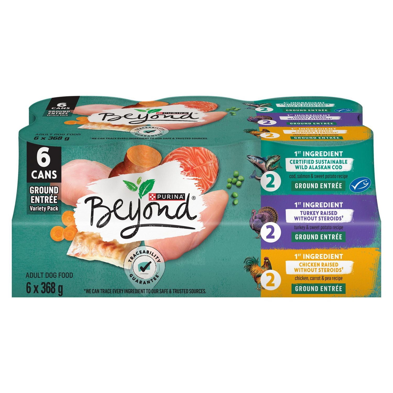 Beyond Grain Free Ground Entr√©e Variety Pack, Wet Dog Food 6x368g ...
