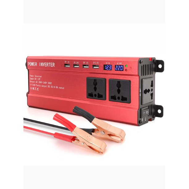 1200W Screen Display Inverter 12V to 220V Transformer 3 Socket 4 USB ...