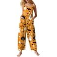 Autumn Maple Leaf Ghost Pumpkin Halloween Women Overalls, Sleeveless ...