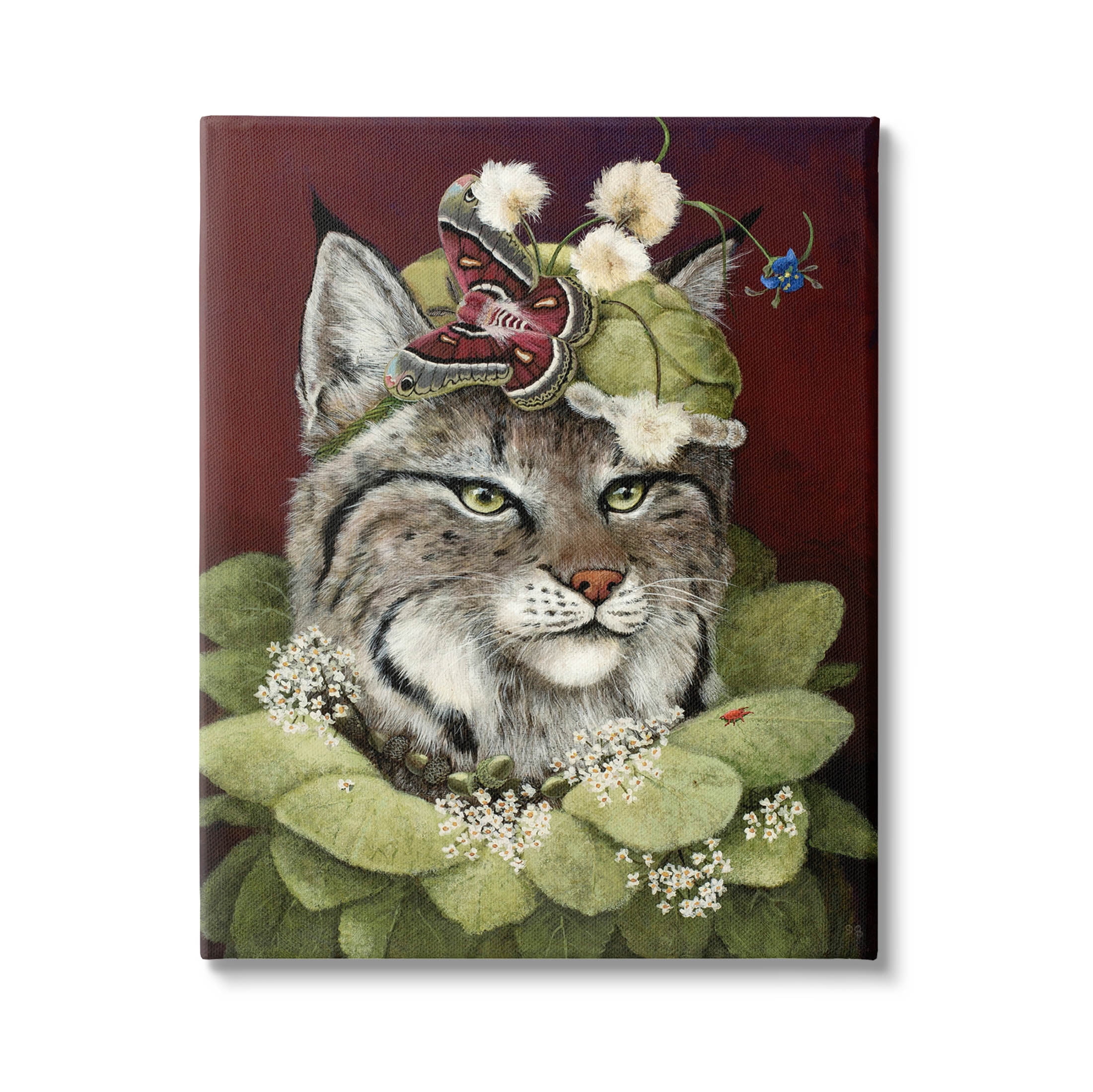 Stupell Industries Bobcat Wearing Leaf Outfit Painting Gallery Wrapped ...