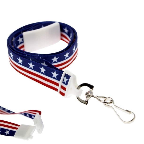 Bulk 100 Pack - American Flag Lanyard for ID Badges & Keys - Patriotic ...
