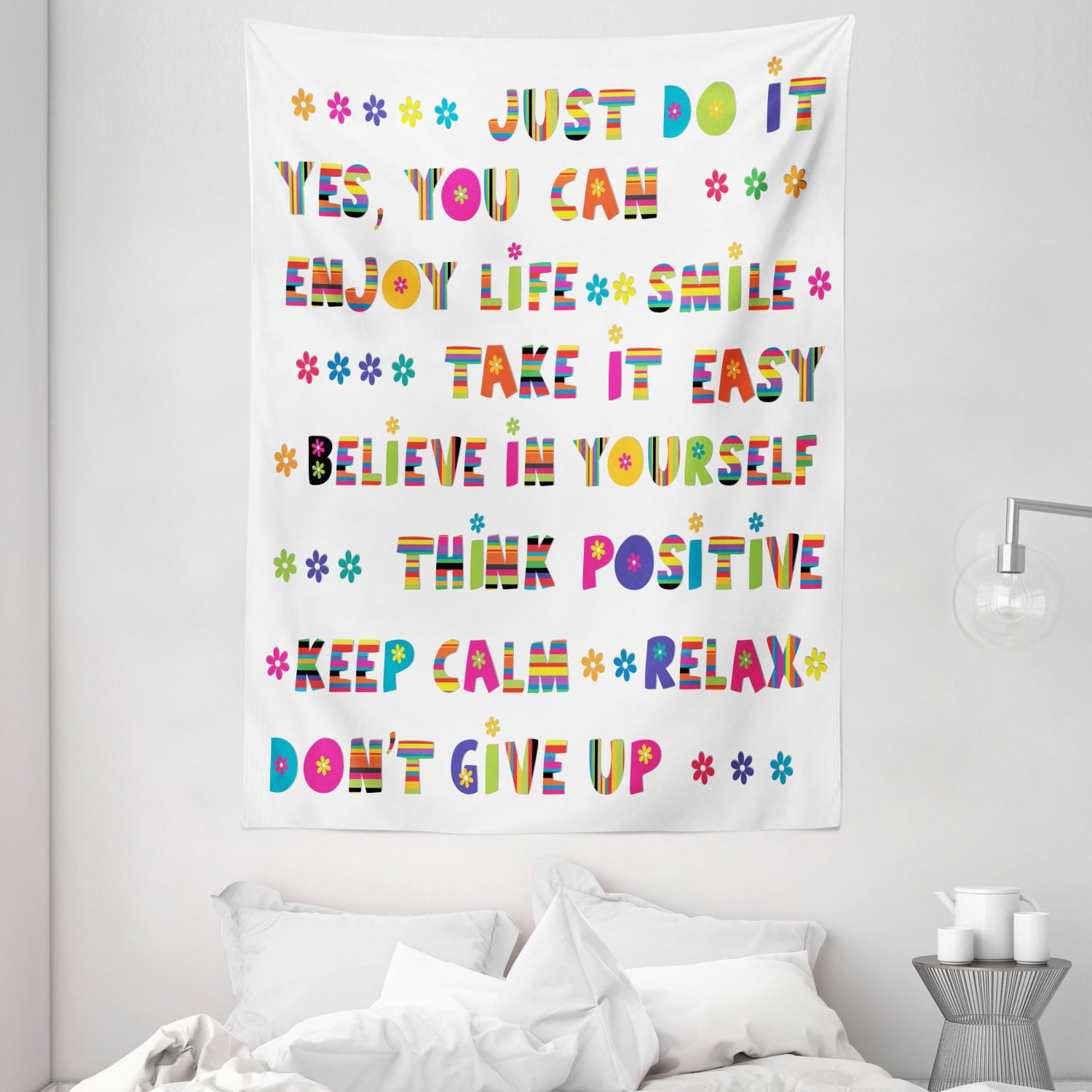Colorful Tapestry, Motivational Slogans with Cheerful Funny Typography ...