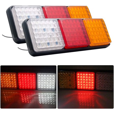 2x Waterproof 24V LED Tail Lights Brake Reverse Light for Trailer Truck ...